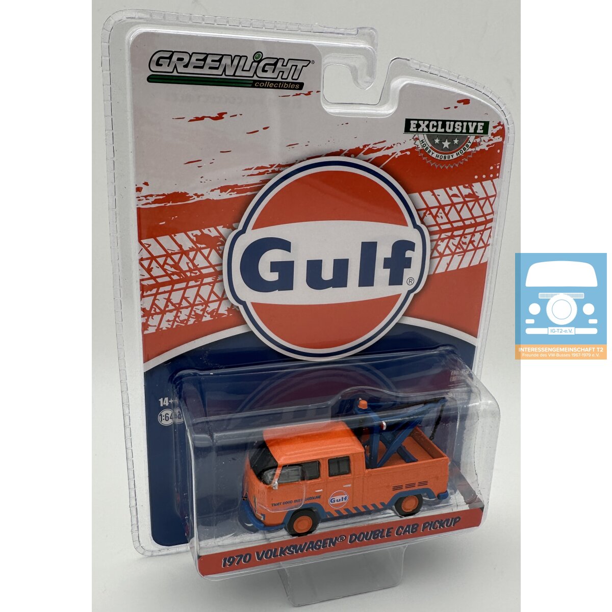Greenlight VW T2 Double Cap Pick Up with Tow Hook - Gulf Oil Greenlig ...